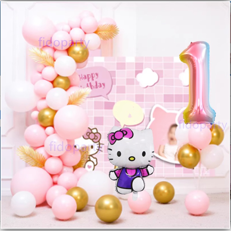42pcs Hello Kitty Balloons Set 32inch Gradient Number Balloon Pink ...