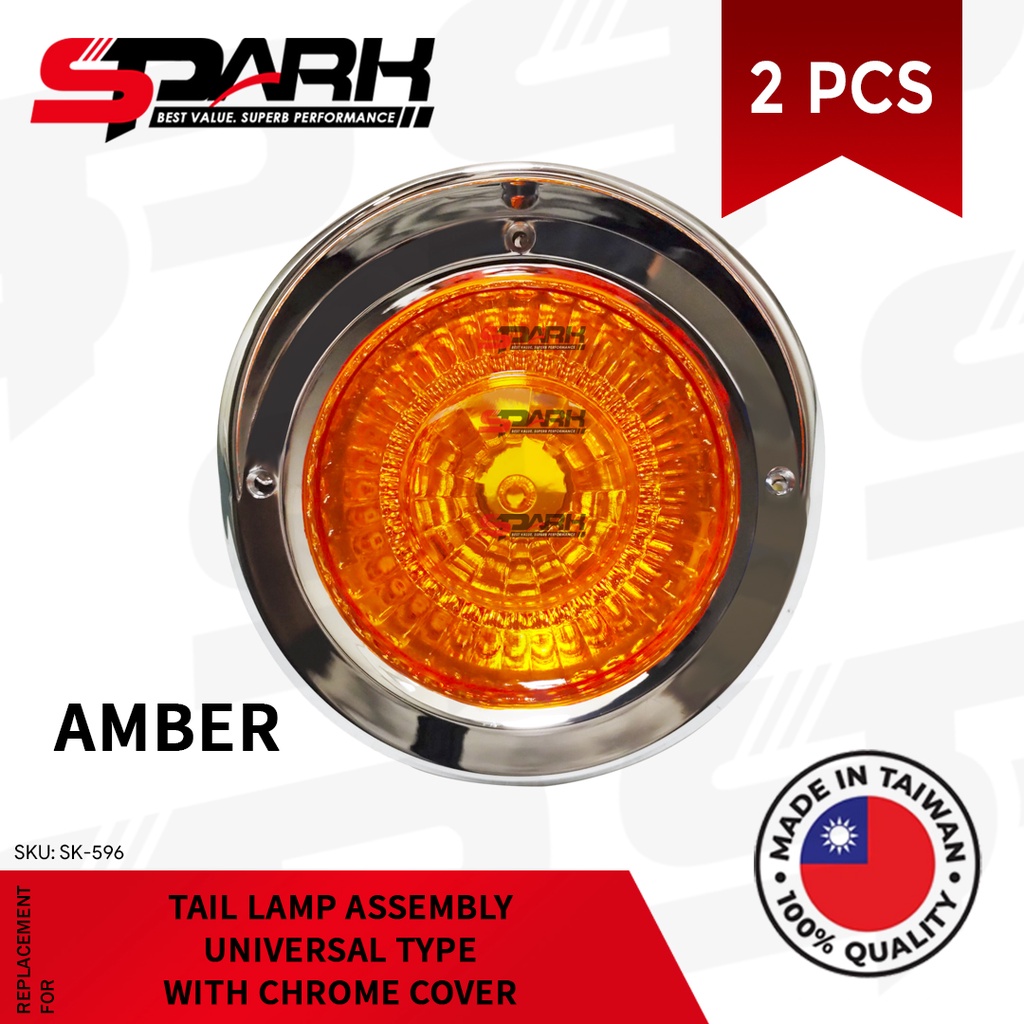 (2 PCS) Tail Lamp Tail Light Round with Cap Chrome Cover Round 6 ...