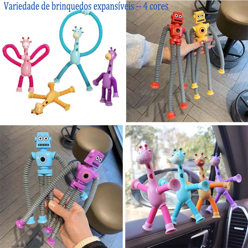 Cartoon Suction Cup Retractable Pipe Deformation Toy Baby Educational ...