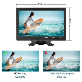 10.1" LCD HD Monitor Mini TV & Computer Display Color Screen 2 Channel ...