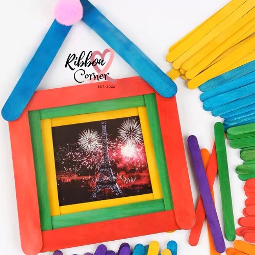 50pcs Popsicle Sticks Colored Plain Stick Arts and Crafts School DIY ...