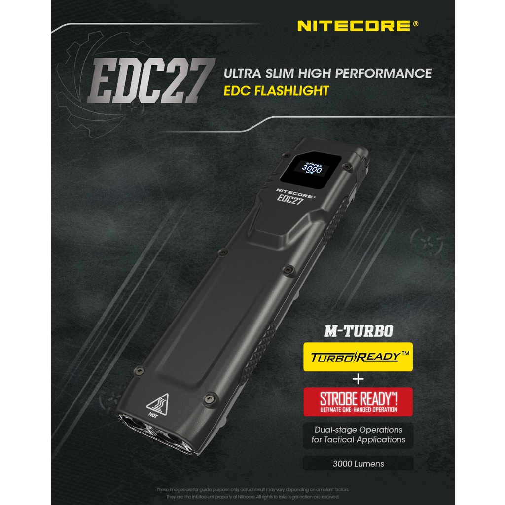 NITECORE EDC27 Flashlight 3000Lumens USB-C Recharageble Tactical With ...