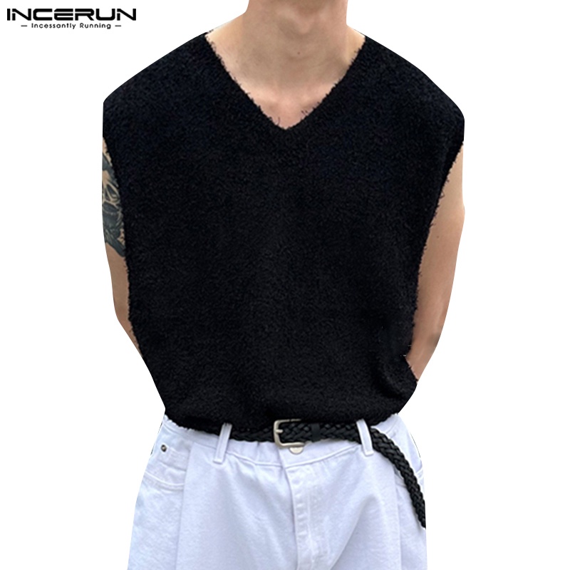 INCERUN Men's Wide Mouth V-Neck Tank Top | Shopee Philippines