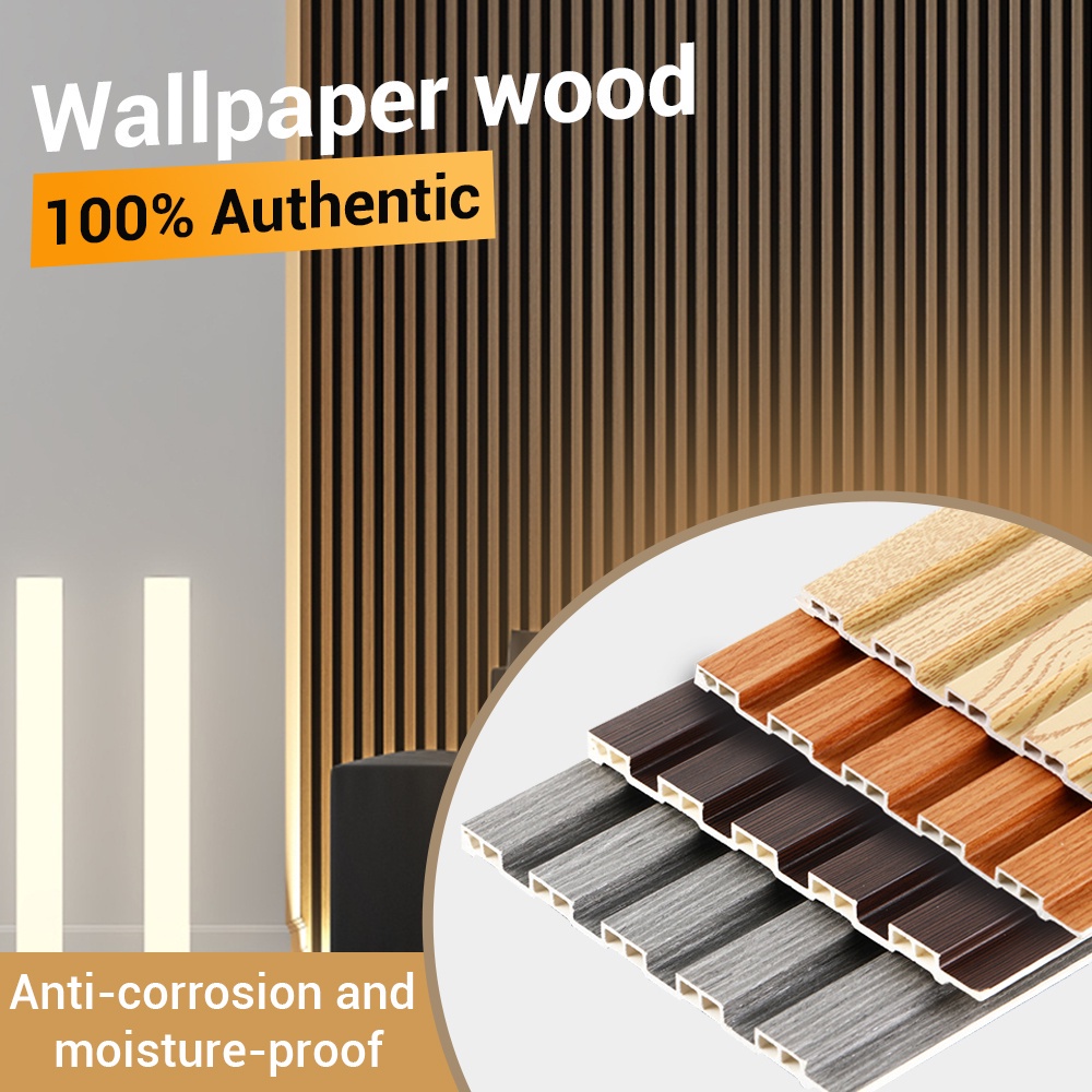 Waterproof Solid Wood Fluted Panel Board 3D Home Living Room Wall Decor ...