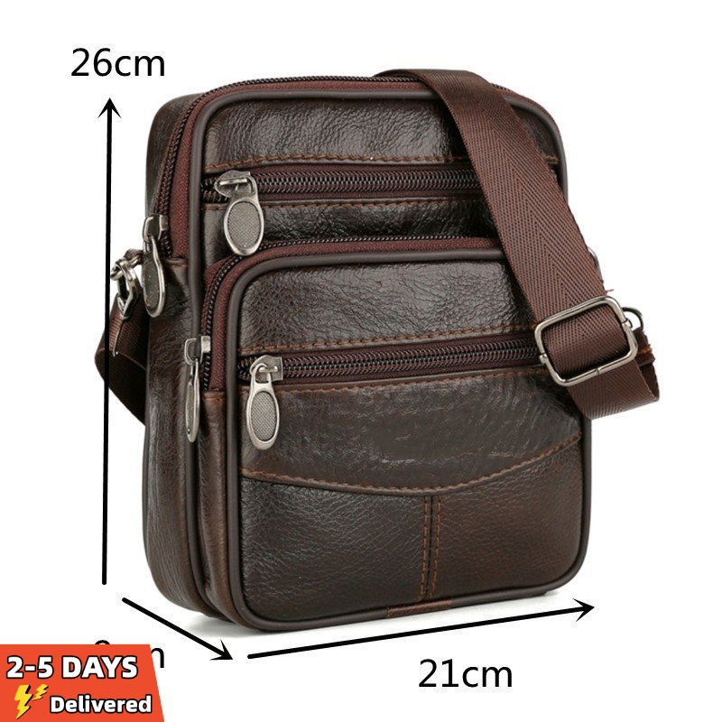 Men's Sling Bag Large Size Waterpoof Leather Cross body shoulder Bags ...