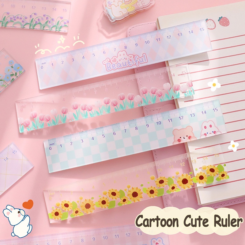 15cm Cartoon Cute Animal Rabbit Bear Ruler / Transparent Drawing ...
