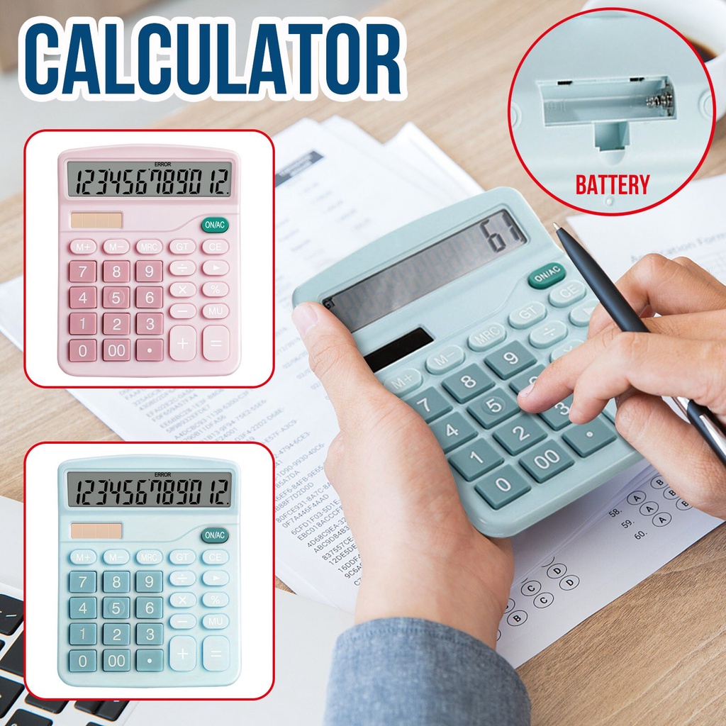 12 Digit Desk Solar Calculator Financial Business Accounting Tool Big ...