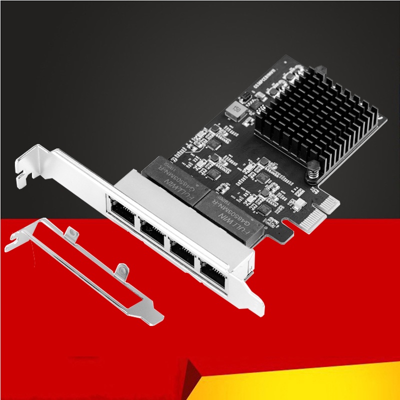 PCI Express 10/100/1000Mb Network Card 1000Mbs PCIE X1 RJ45 Quad ...