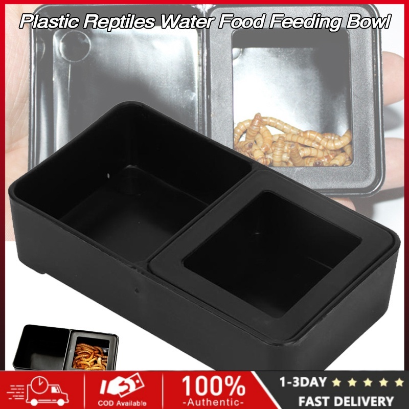 2 Grid Pet Plastic Reptile Feed Box Food Water Dish Bowl For Tortoise ...