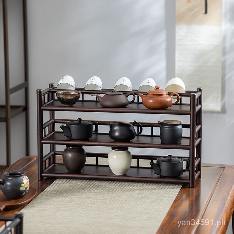 Small tea cup tea set teapot shelf table tea shed storage rack tea ...