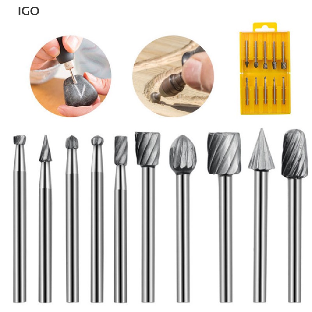 IGO High Speed Wood working Drill Bits Rotary Files Mini Round HSS Burr ...