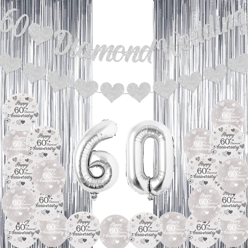 JOYMEMO 60th Anniversary Decorations, Happy 60th Wedding Anniversary ...