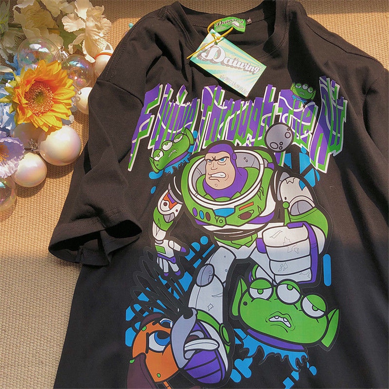 Buzz Lightyear Toy Graphic Tee Oversized Cotton T Shirts O-neck Short ...