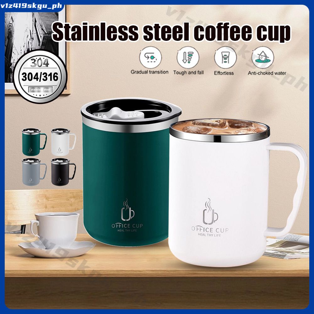 Coffee Mug With Cover 500ML Coffee Cup With Lid Insulated Cup Stainless ...