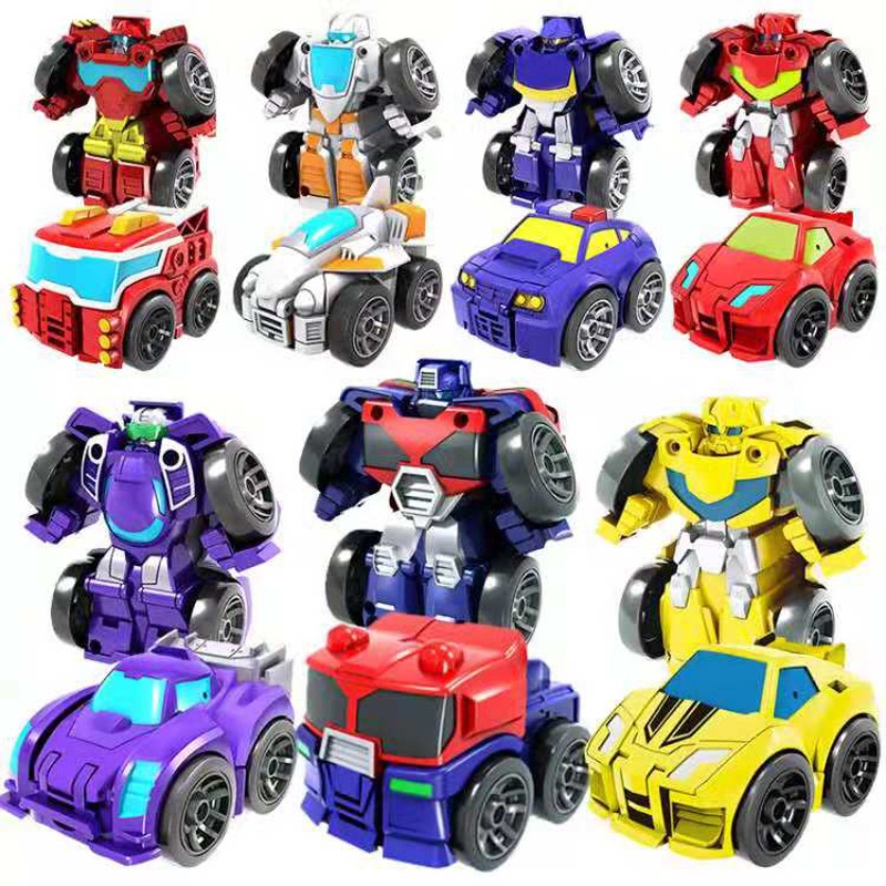 Cartoon Transformation Robot Deformed Mini Cars Robot Rescue Bots Car ...