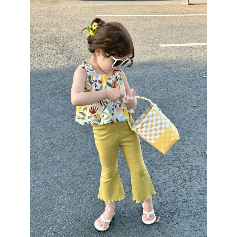 Baby Girls' Floral Camisole Set Kids Girls' Vest + Pants Two-Piece Set ...