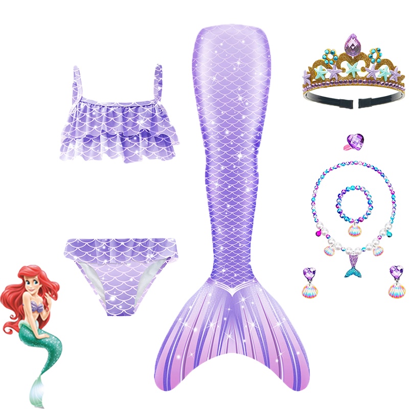Mermaid Tail Princess Ariel Dress Cosplay Costume Girl Kids Maid Tails ...