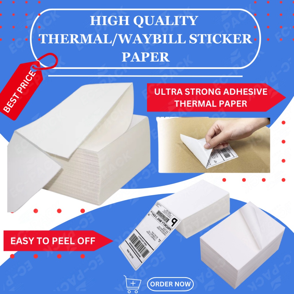 THERMAL/WAYBILL STICKER PAPER 100*150mm (4x6) 500PCS. | Shopee Philippines