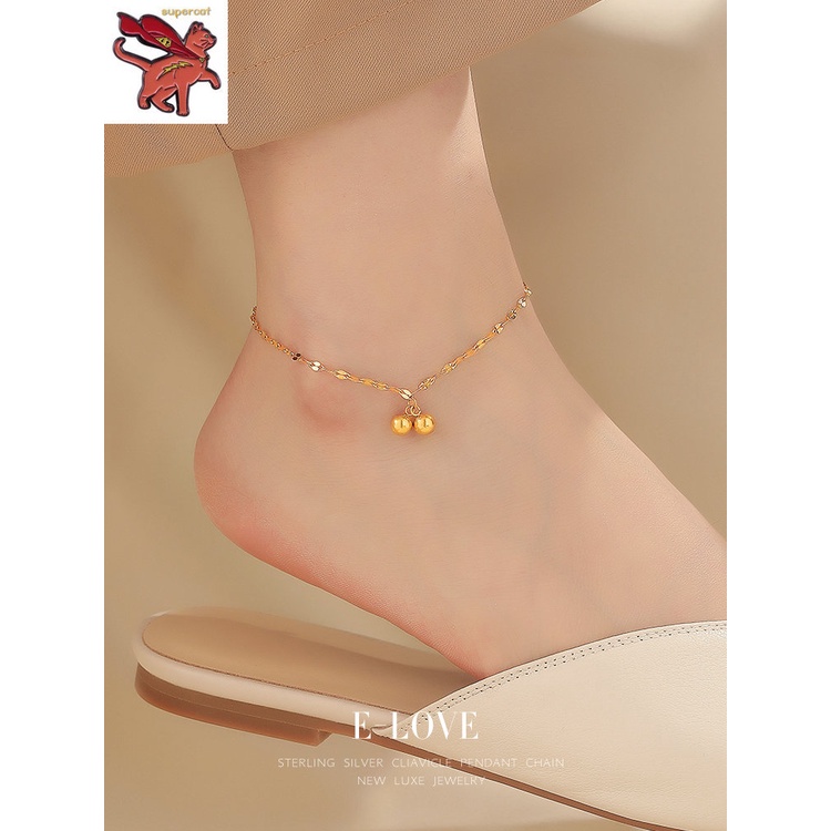 18K Saudi Gold Pawnable Sparkling Round Ball Feet Chain Women | Shopee ...
