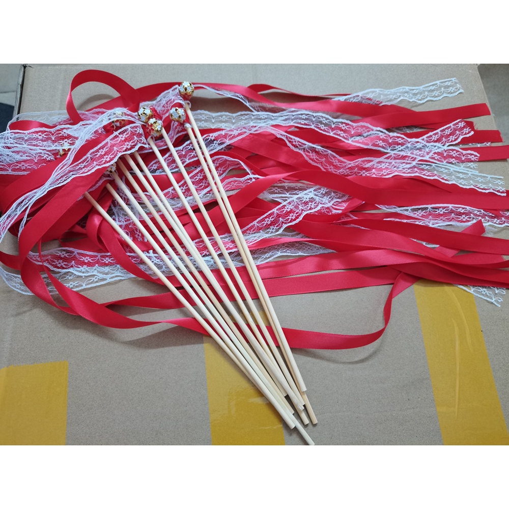 10 Pcs colorful Magic Wands with Ribbon Bells Lace Fairy Stick with ...