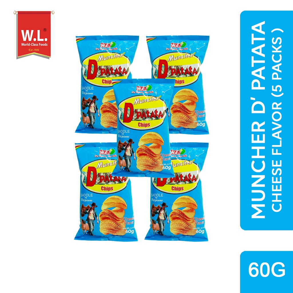 WL FOODS Muncher D' Patata Chips Cheese 60g x 5's | Shopee Philippines