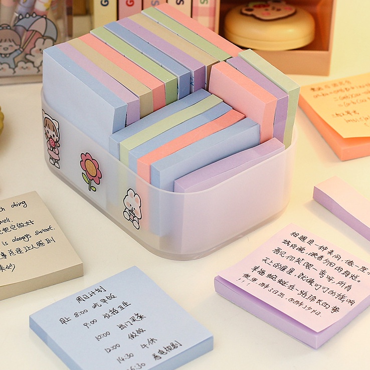 Sticky Note Macaron Color Note Paper Set Student Memo Note Sticker with ...