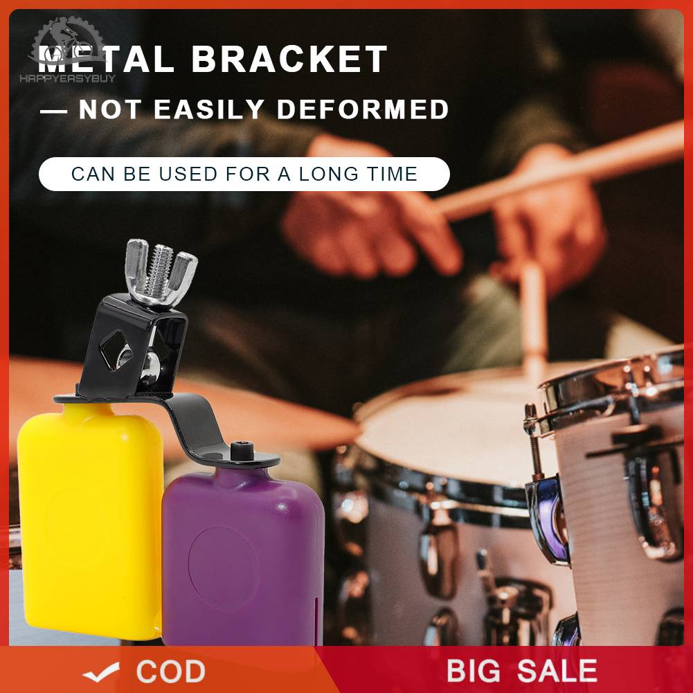Happy Treble Bass Muyu Cow Bell Yellow and Purple Square Cowbell Drum ...