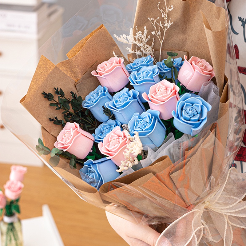 Rose Building Blocks Flower Kids Toys DIY Small Particle Building Block ...