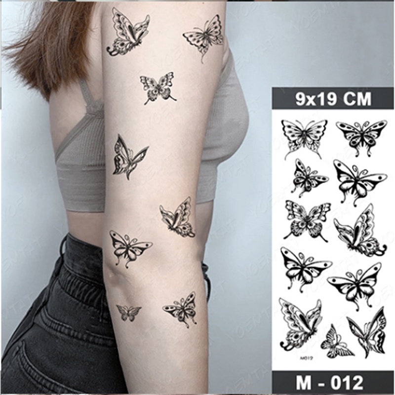 Black Butterfly Waterproof Temporary Tattoo Sticker Butterfly Fake ...