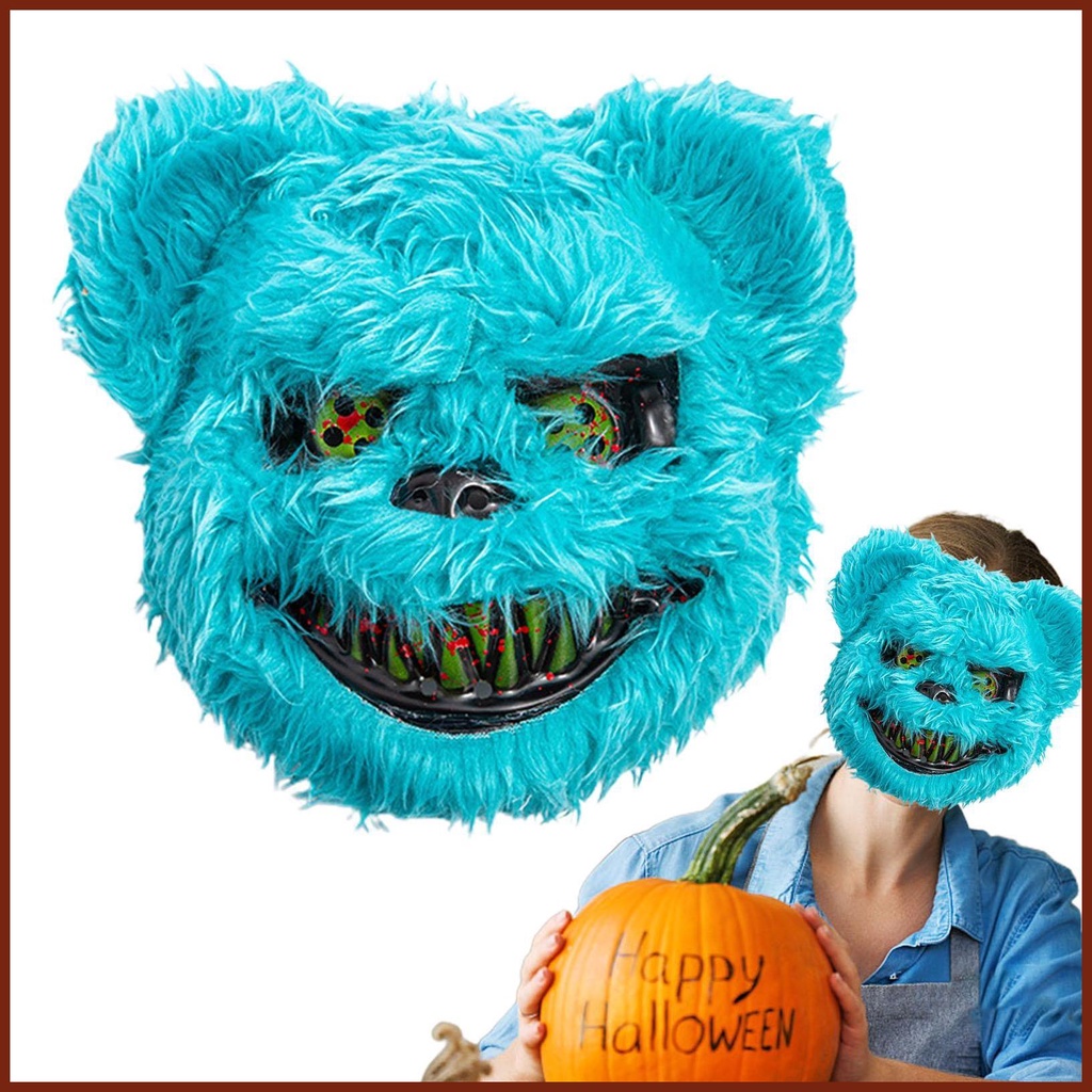 Halloween Bloody Bear Face Cover Bloody Plush Face Cover Spooky Face ...