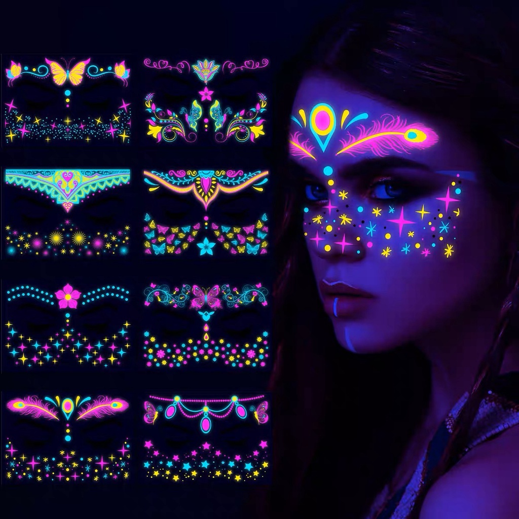 Music Festival Fluorescent Face Stickers Waterproof Nightclub ...