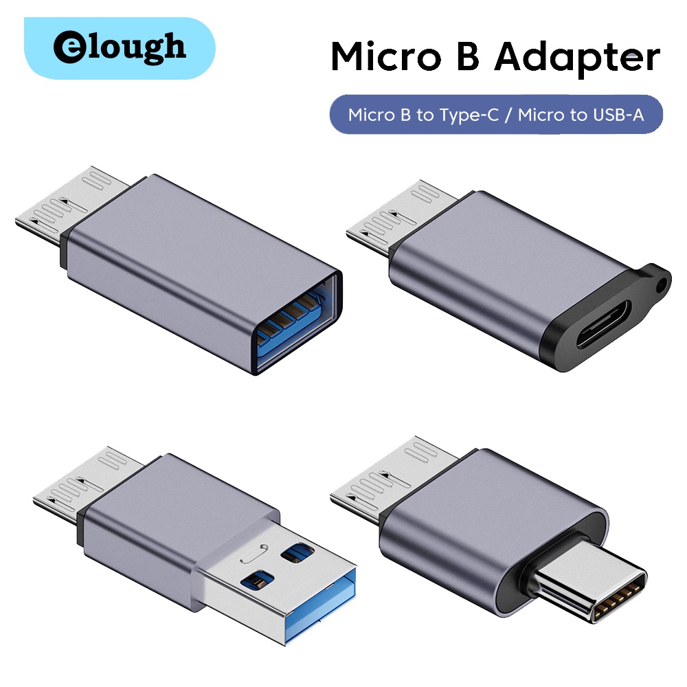 Elough Metal USB-A/Type-C To Micro B HDD Adapter 10Gbps Super Speed ...