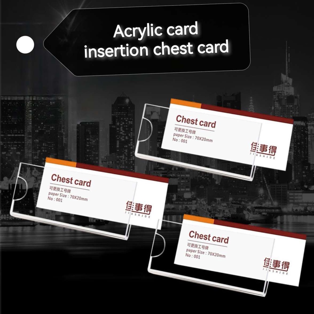 Acrylic card insertion chest Transparent Name Tag Replaceable work ...