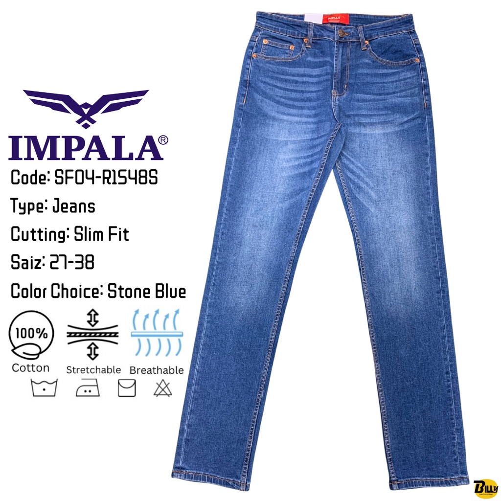 IMPALA Brand Men’s Slim Fit Stretchable Jeans ( SF04-R1548S ) | Shopee ...