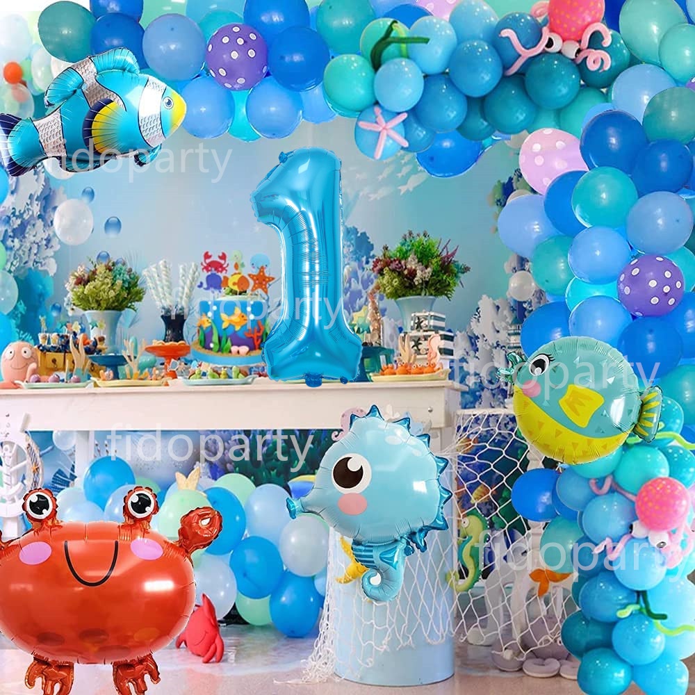 103 104pcs Marine Animal Sea Theme Balloons Birthday Party Decorations ...