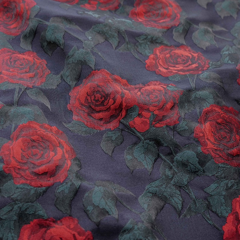 Elegant retro rose jacquard cloth 1 Meter fashion yarn-dyed embossed ...