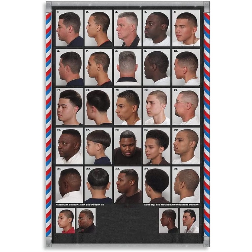Now Agent Hair Shop Salon Men's Haircut Chart Poster X Canvas Painting ...