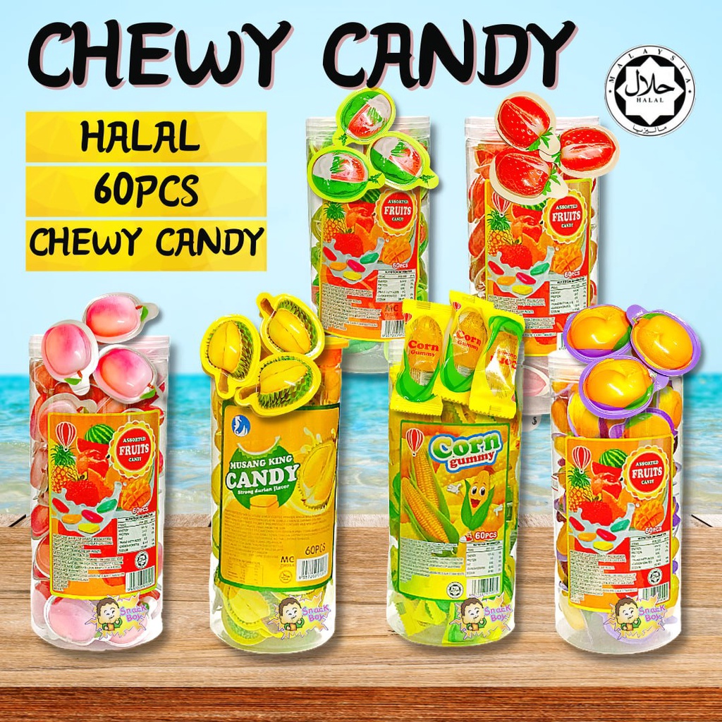 60pcs Musang King Fresh Fruit Chewy Candy / Watermelon / Peach ...