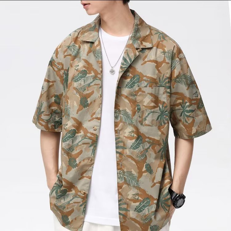 Summer Outfit New Casual Loose Retro Short Sleeve Floral Polo Shirt for ...