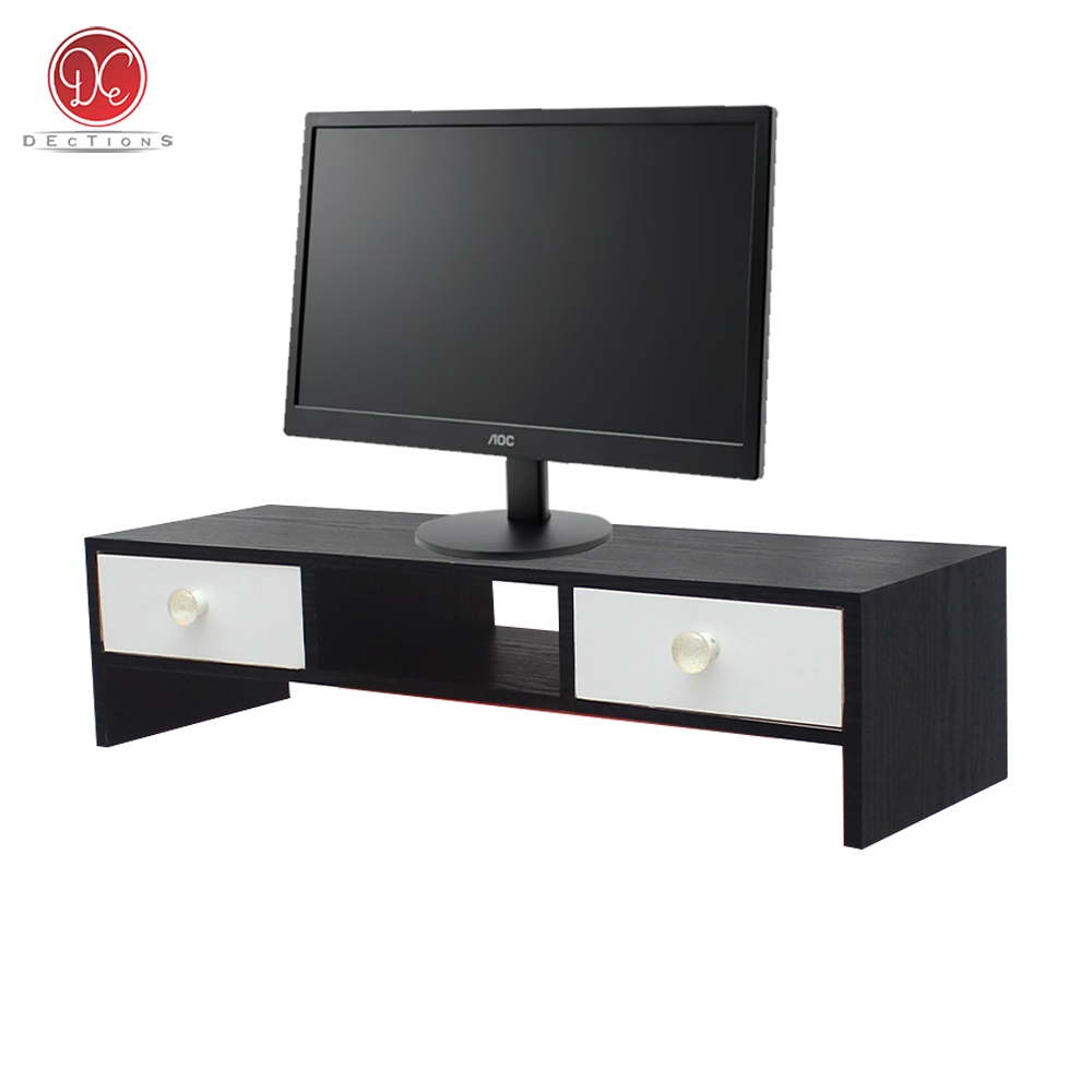 HITAM PUTIH Dections Desk Stand Monitor PC 2-drawer Computer Stand ...