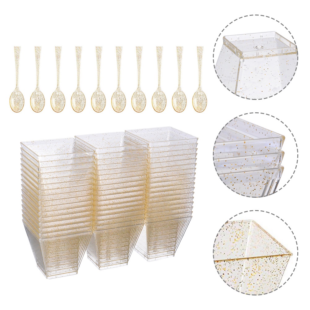 [READY STOCK] Gold Dessert Cup Disposable Pudding Holders Mini for ...