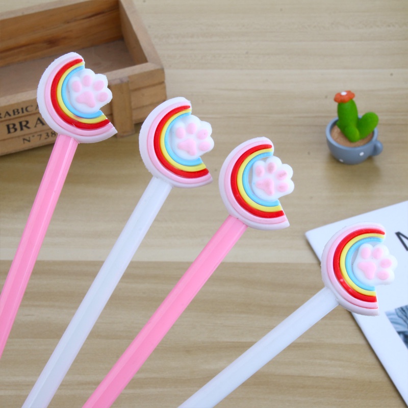 12 Pcs Gel Pens Set Creative Cute Pink Rainbow Cat Claw Neutral Pens ...
