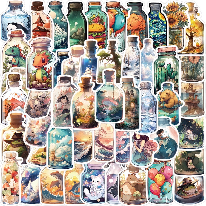 World in Bottle Stickers Pack for Kids Teens Boys Girls, 50pcs ...