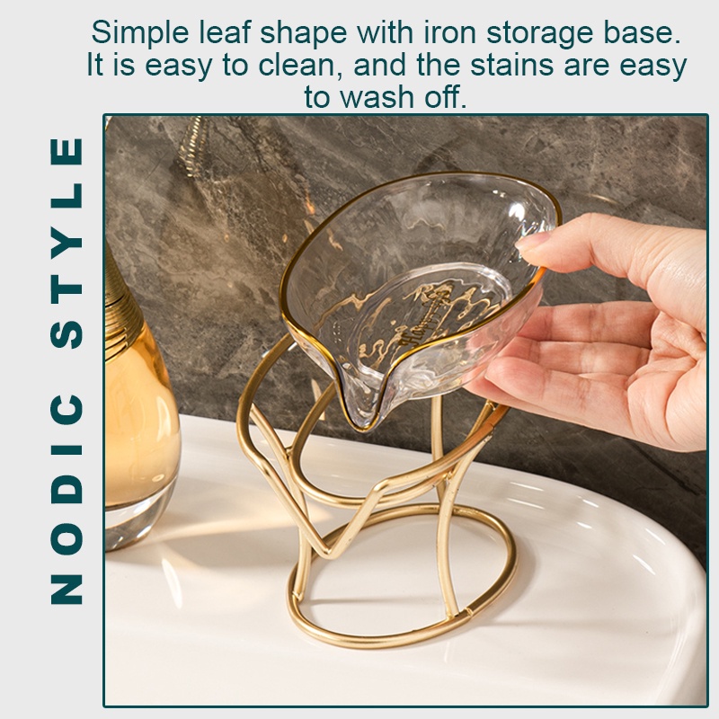 Gold-plated Iron Soap Holder Luxury Soap Storage Holder Leaf Shape Soap ...