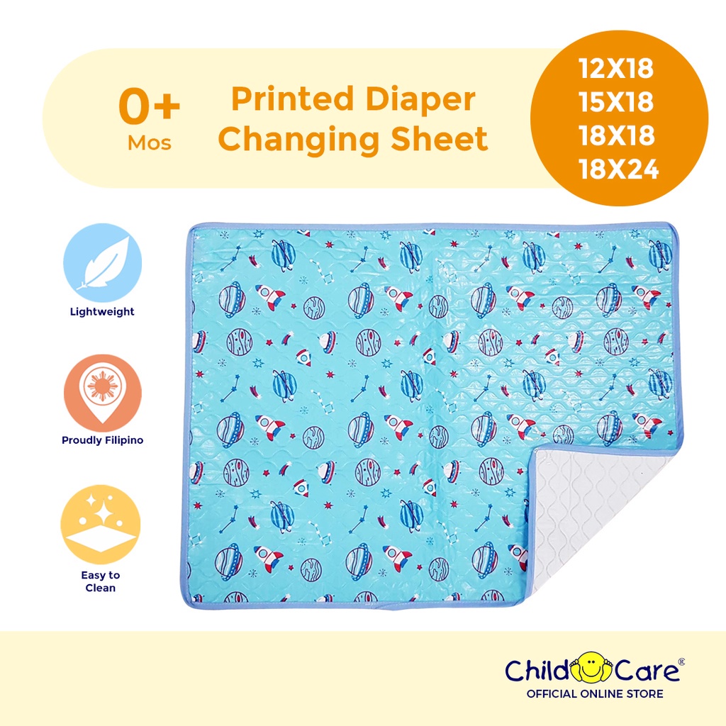 Child Care 1 Side Printed Diaper Changing Sheet (12x18") For Baby Boy ...