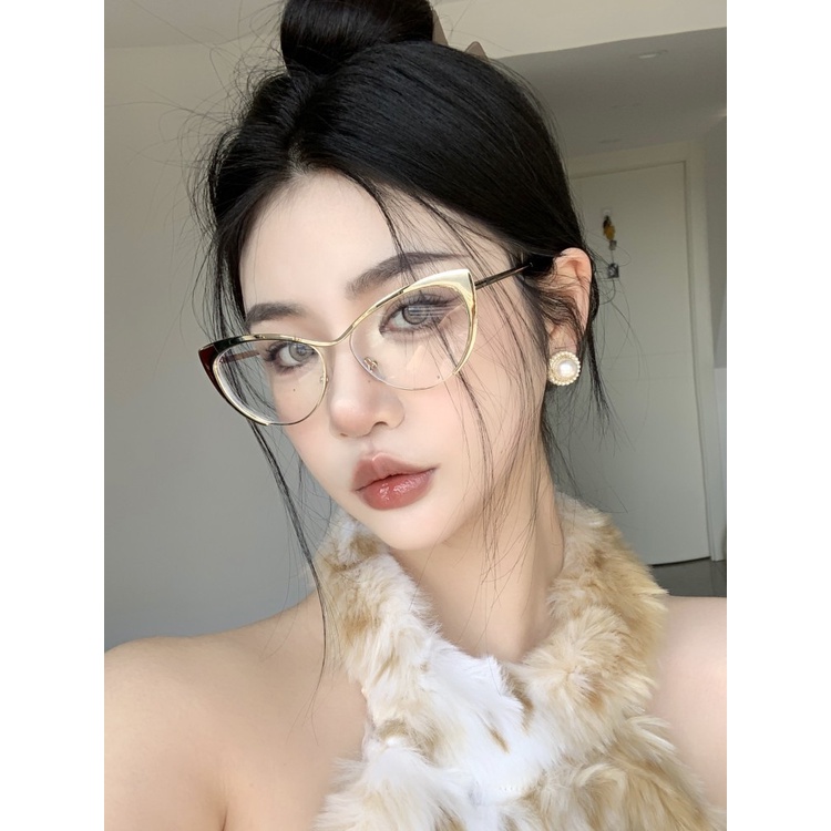 0° ~-400°】 New triangle cat eye myopia glasses for women anti-blue ...
