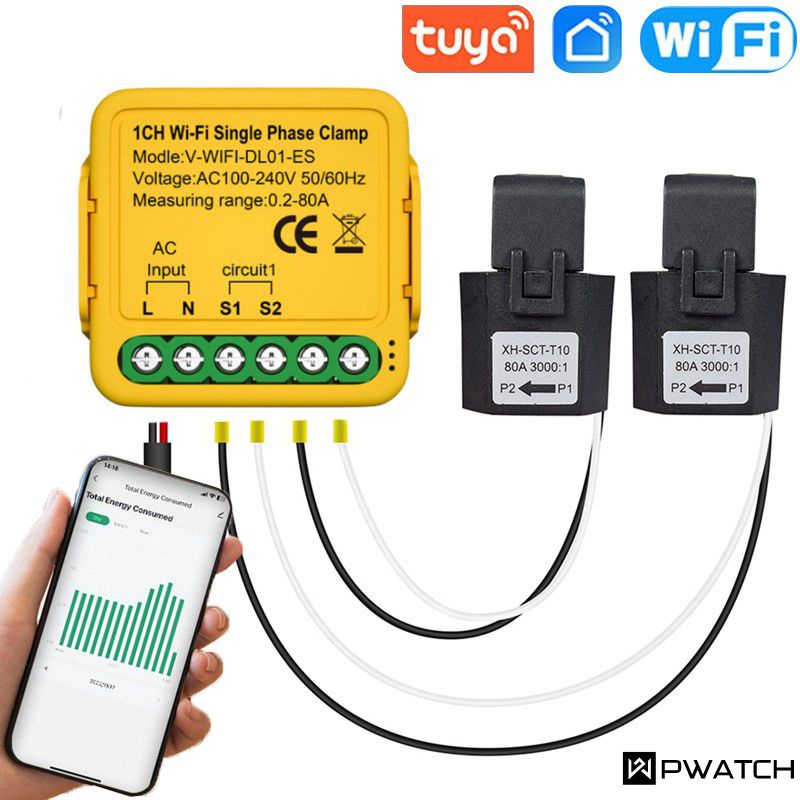 Tuya Smart Life Wifi Energy Meter 80a With Current Transformer Clamp ...