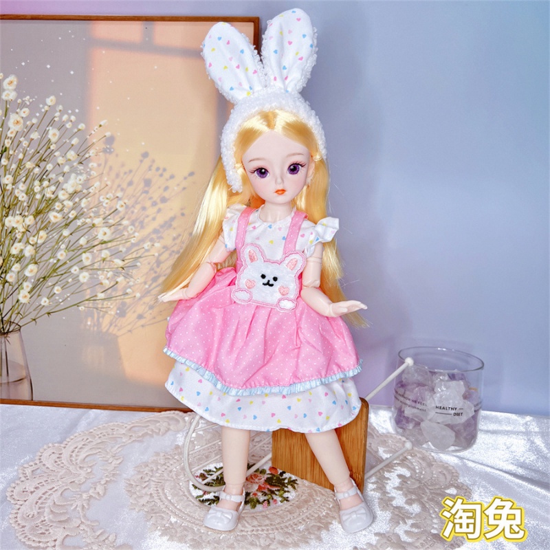 New 1/6 30cm BJD Fat Doll Girl Activity Joint Comic Face Set Girl Dress ...