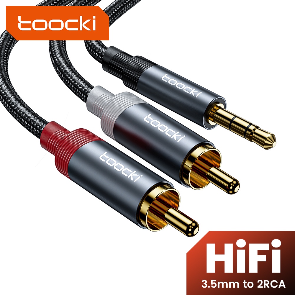 Toocki Wired Audio Cable 3.5mm Jack To 2RCA Male Splitter Hifi AUX ...