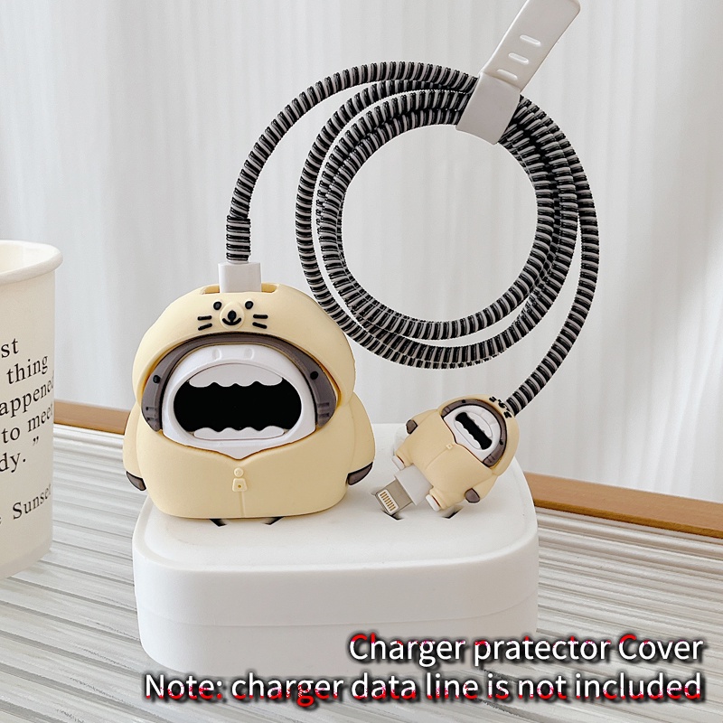 Sweater Shark Doll 3D Stereo Cartoon Silicone Case Charger Data Cable ...